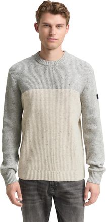 Tom Tailor Herren 1048712 Strickpullover Mit Strukturmix, 36946 - Grey Offwhite NEP Colorblock, XXL EU