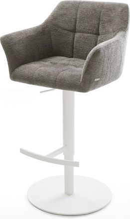 DELIFE Barstuhl Yulo-Flex Boucl&eacute; Soft Schlamm Drehfu&szlig; h&ouml;henverstellbar Metall Wei&szlig;, Barst&uuml;hle