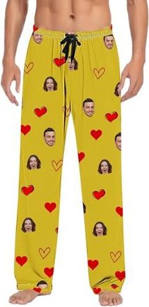 Generic Pantalon de pyjama pour couple - Pour la Saint-Valentin - Imprim&eacute; 3D - D&eacute;contract&eacute; - Ample - Pantalon damant - 8 pantalons de pyjama pour hommes (jaun