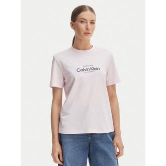 Calvin Klein Jeans T-Shirt NYC Logo LV047F810G Rosa Classic Fit