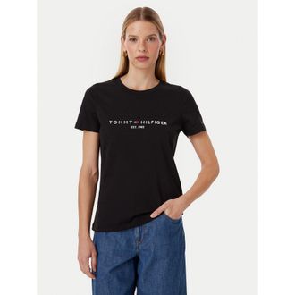 Tommy Hilfiger T-Shirt Heritage C-Nk WW0WW31999 Schwarz Regular Fit