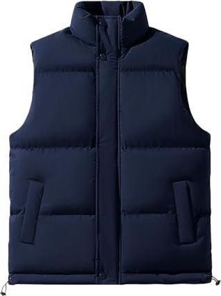 Generic Veste dhiver surdimensionn&eacute;e sans manches pour homme, d&eacute;contract&eacute;e, l&eacute;g&egrave;re, multicolore, col montant, chaud, avec poches, noir fonc&eacute;, 8XL