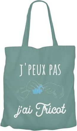 Fabulous Tote Bag Sac Shopping en Toile Turquoise - JPeux Pas Jai Tricot Laine Mode Vetement - 10 L