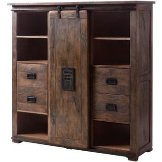 Massivmoebel24 Highboard Mango 142x45x147 braun lackiert railway 462