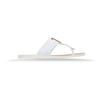 Tom Ford Flache Ledersandalen mit goldenen Details - - Shoes - Damen - Wei&szlig; - 39 EU