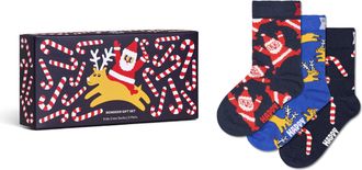 Happy Socks Weihnachtssocken f&uuml;r Kinder in Geschenkbox - Weihnachtsmann, Zuckerstange und Rentier - 3er-Pack f&uuml;r Kinder im Alter von 12-24 Monaten