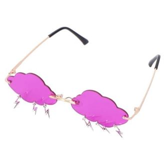 Garneck Lunettes de Soleil sans Monture Originales pour Homme et Femme Forme Nuage et &Eacute;clair pour Soir&eacute;es Protection Solaire Gris Violet