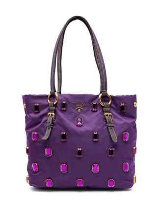 Prada sac cabas Pietre Jeweled en tissu (2000-2025) - Violet