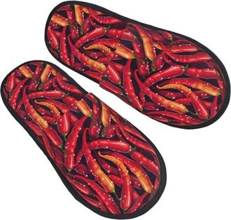 Generic Pantoufles De Maison Piment Rouge A Chaud Pantoufles Peluche Hiver Chausson Pour Chambre Homme Automne L