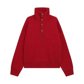 Ami Pull &agrave; col haut boutonn&eacute; - Homme - Pulls - Rouge - Taille: S