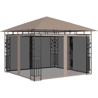 vidaXL Vidaxl - Belv&eacute;d&egrave;re avec moustiquaire 3x3x2,73 m Taupe 180 g/m&sup2;