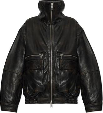 AllSaints Veste en cuir Elisa - Femme - Vestes - Brun - Taille: 38 FR