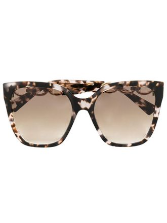 Moschino lunettes de soleil &agrave; monture oversize - Marron
