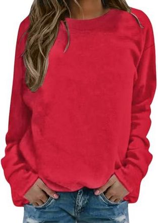 Generic Sweatshirts pour femmes UK sweatshirts pour femmes de couleur unie surdimensionn&eacute; haut col rond manches longues automne hiver d&eacute;contract&eacute; confortable 