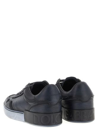 Dolce & Gabbana Mens Black Lamb Leather Low Top Sneakers