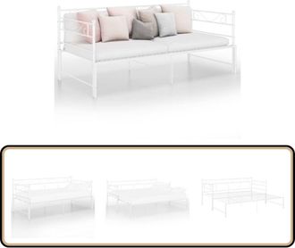 vidaXL Tagesbett Ausziehbar Weiß Metall 90x200 cm - Tagesbett - Ausziehbarer Schlafsitz - Gästebett - Doppelbett - Weißes Bett