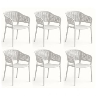 PEGANE Pegane - Lot de 6 chaises de jardin empilables en r&eacute;sine coloris blanc - Longueur 59 x Profondeur 56 x Hauteur 79 cm