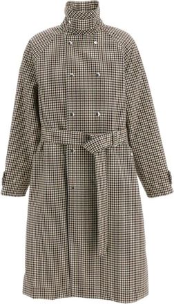 Plan C Plan C - Manteau Long en Laine &agrave; Carreaux Coupe Crois&eacute;e - Femme - Manteaux - Multicolore - Taille: 36 FR