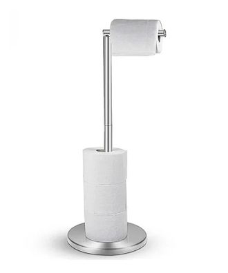 Generic Freistehende Toilettenpapierhalter aus Edelstahl, kompatibel mit Standfl&auml;chen, Badezimmer-Taschentuchst&auml;nder, Papierspender-Aufbewahrung(Silver G4326A
