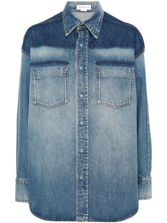 Victoria Beckham chemise en jean à col pointu - Bleu