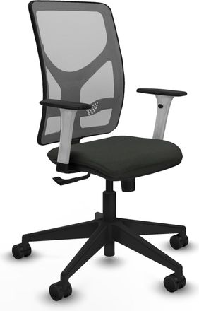 Piqueras y Crespo Schreibtischstuhl aus schwarzem Netzstoff, mit wei&szlig;en und schwarzen Armlehnen, h&ouml;henverstellbare Lendenwirbelst&uuml;tze, 3 Positionen, Grau/Schwarz