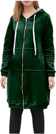 Generic 2026 Vestes pour femmes Manteau pour G Femmes Hoodies Automne Hiver Poches Chaudes Cordon de serrage Fermeture &Eacute;clair Ouvert Mince Cardigan Long &agrave; Cap
