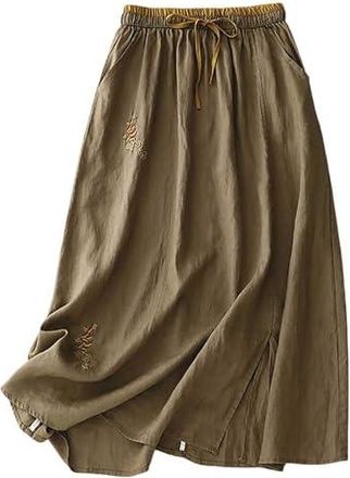 Generic Jupe Longue en Jean Grande Taille Simili Fendue Pied Dorée Chic Camel Dentelle Roi Tricot Africaine Taffetas Noires Doudoune sur Écolière French Style