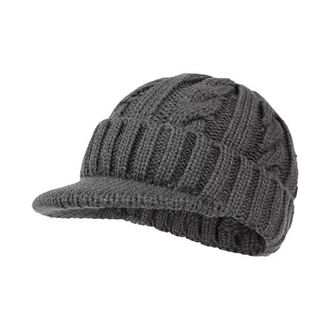 Generic Bonnet barbe pour homme - Hiver - Avec visi&egrave;re - Doublure polaire - Bonnet de ski chaud - B&eacute;ret basque - Bleu clair, gris fonc&eacute;, taille unique