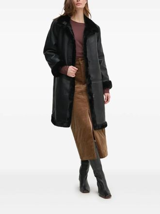 Pedro del Hierro manteau à bords en fourrure artificielle - Noir