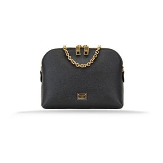 Dolce & Gabbana Mini Leder Umh&auml;ngetasche mit Logo - - Bags - Damen - Schwarzk - ONE SIZE