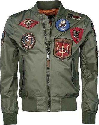 Top Gun Herren Bomberjacke Im Pilotenstil Mit Patches Tg20191053 Olive,3XL