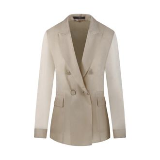 Max Mara Slogan Seiden-Organza-Blazer - - Jackets - Damen - Beige - M