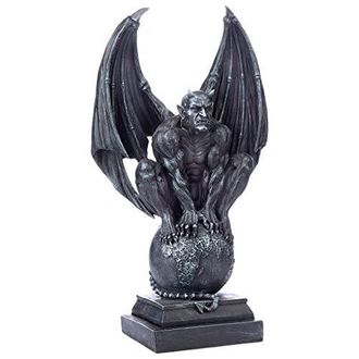 Design Toscano Hellion, der Teufel Gargoyle-Statue, Polyresin, Steingrau, 32 cm