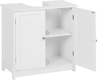 Woltu Meuble de salle de bain - WOLTU - Meuble sous lavabo en bois - Meuble de rangement - Armoire de salle de bain - en MDF - 60x60x30cm - Blanc
