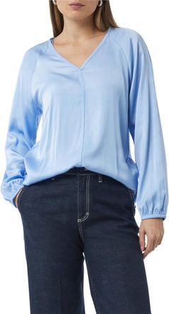 Comma Satinierte Bluse mit Raglanärmeln und V-Ausschnitt