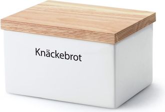 Continenta Knäckebrotdose, Knäckebrotbox, Vorratsdose für Knäckebrot mit Holzdeckel, mit Schrift: Knäckebrot, Größe: 17,5 x 13,5 x 11 cm