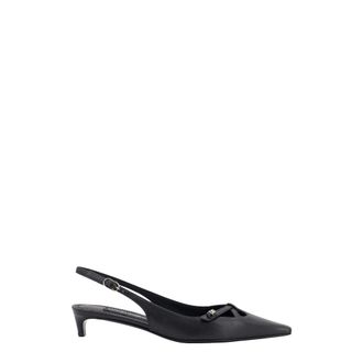 Dolce & Gabbana Monogramm Leder Slingback Schuhe - - Shoes - Damen - Schwarzk - 36 EU