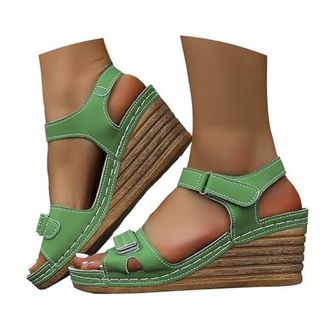 Generic Sandales orthop&eacute;diques avec soutien de la vo&ucirc;te plantaire - Sandales &agrave; lani&egrave;res pour femme - Chaussures de marche compens&eacute;es confortables - Semelle in