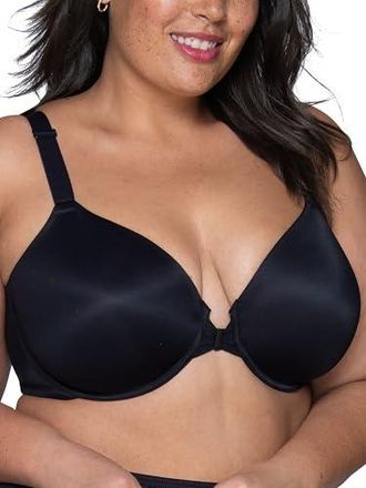Vanity Fair Full Figure Front Closure Bra, Beauty Back Smoothing, Lightly Lined Cups Up to DDD Soutien-Gorge, Opaque, Noir, 95D Femme