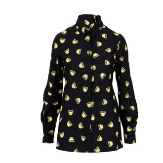 Erika Cavallini Semi Couture Schwarze taillierte Bluse mit Spitzkragen - - Blouses & Shirts - Damen - Schwarzk - L