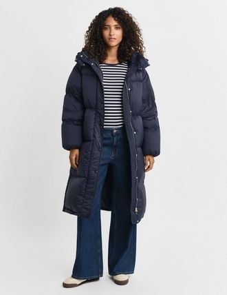 GANT Damen Langer Daunenmantel (XXS) EVENING Blau