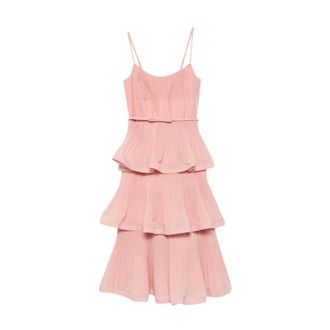 Zimmermann Femme, Robes, Rose, Taille: 40 FR Pleated Tiered Midi Dress