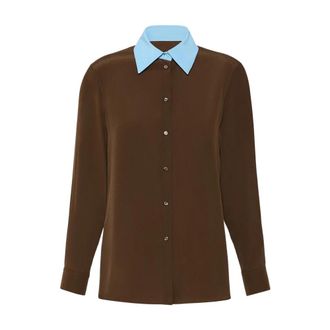 Max Mara Seidenkrepp-Bluse - - Blouses & Shirts - Damen - Braun - 2XS