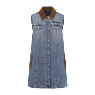 Versace Femme, Robes, Bleu, Taille: 38 FR Denim A-Line Dress