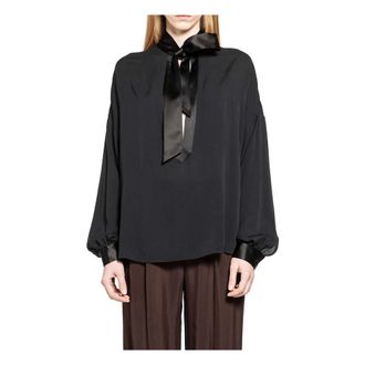 Tom Ford Femme, Blouses et Chemises, Noir, Taille: 34 FR Tunique Lavalli&egrave;re en Georgette de Soie D&eacute;lav&eacute;e