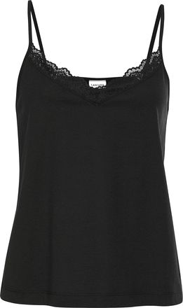 Lascana Damen Spitzentop mit v-Ausschnitt mit Spitzenblende, unifarben, verstellbare Tr&auml;ger, weiche Single-Jersey-Qualit&auml;t f&uuml;r EIN angenehmes Tragegef&uuml;hl
