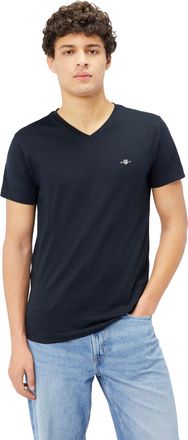 GANT Gant Herren Slim Shield V-Neck T-Shirt T Shirt, Schwarz, XXL EU