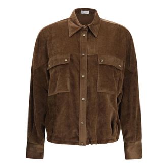 Brunello Cucinelli Chemise en velours c&ocirc;tel&eacute; - Homme - Vestes - Brun - Taille: L