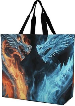 Generic Dragons De Glace Et De Feu Sac Fourre Tout D&eacute;contract&eacute; Tote Bag L&eacute;ger Sac Fourre-Tout Pour Quotidienne Shopping Gym