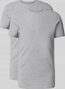 Bread & Boxers T-Shirt mit geripptem Rundhalsausschnitt